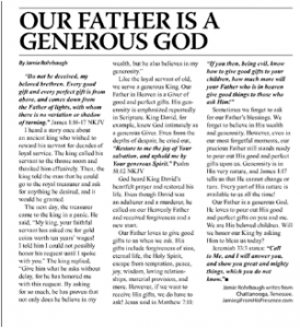 Our Father Is a Generous God! - From His Presence®